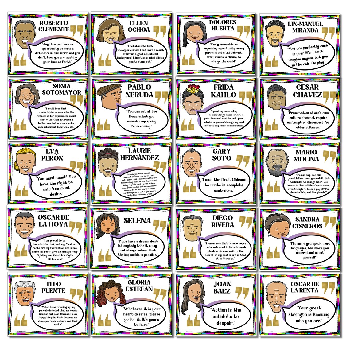 Hispanic Heritage Month Inspirational Quotes | Hispanic Icons Classroom ...