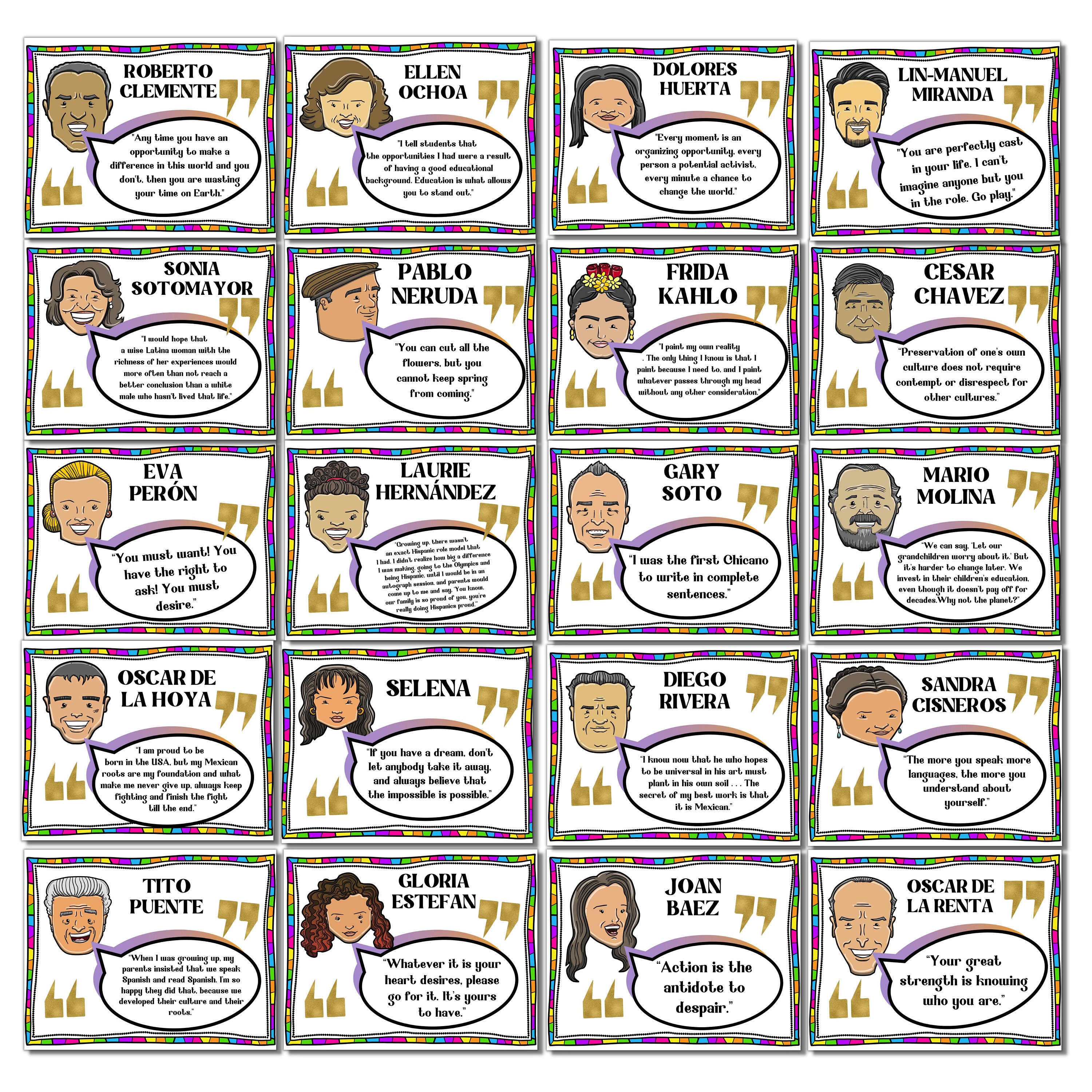 Hispanic Heritage Month Inspirational Quotes | Hispanic Icons Classroom ...