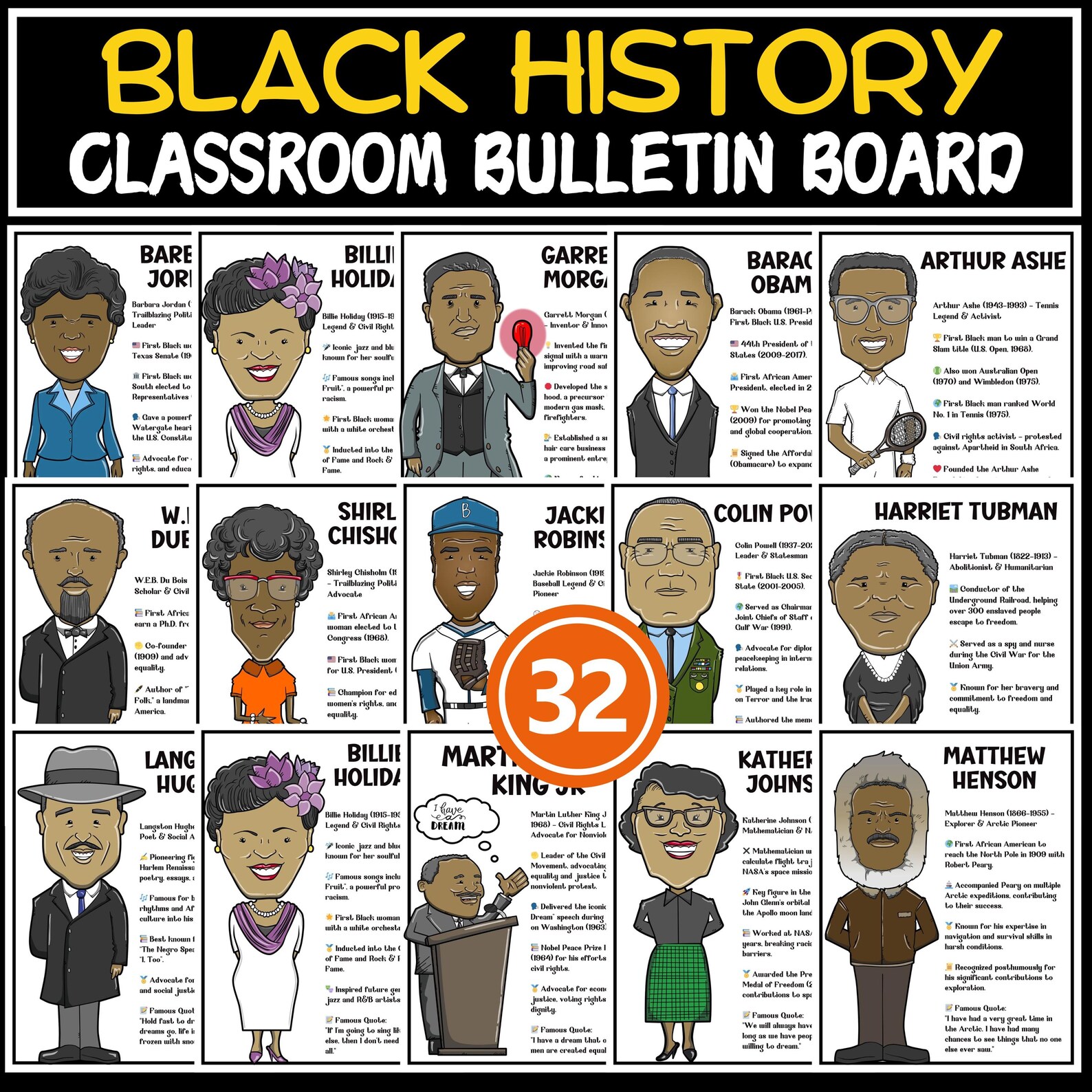Black History Month Bulletin Board Interactive Biography Posters 32 ...