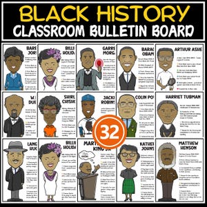 Black History Month Bulletin Board - Interactive Biography Posters - 32 ...