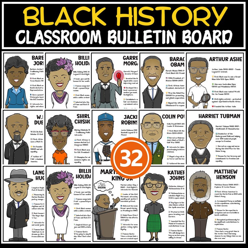 Black History Month Bulletin Board Interactive Biography Posters 32 ...
