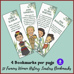 Printable Women's History Month Bookmarks Set | Famous Women in Histor ...