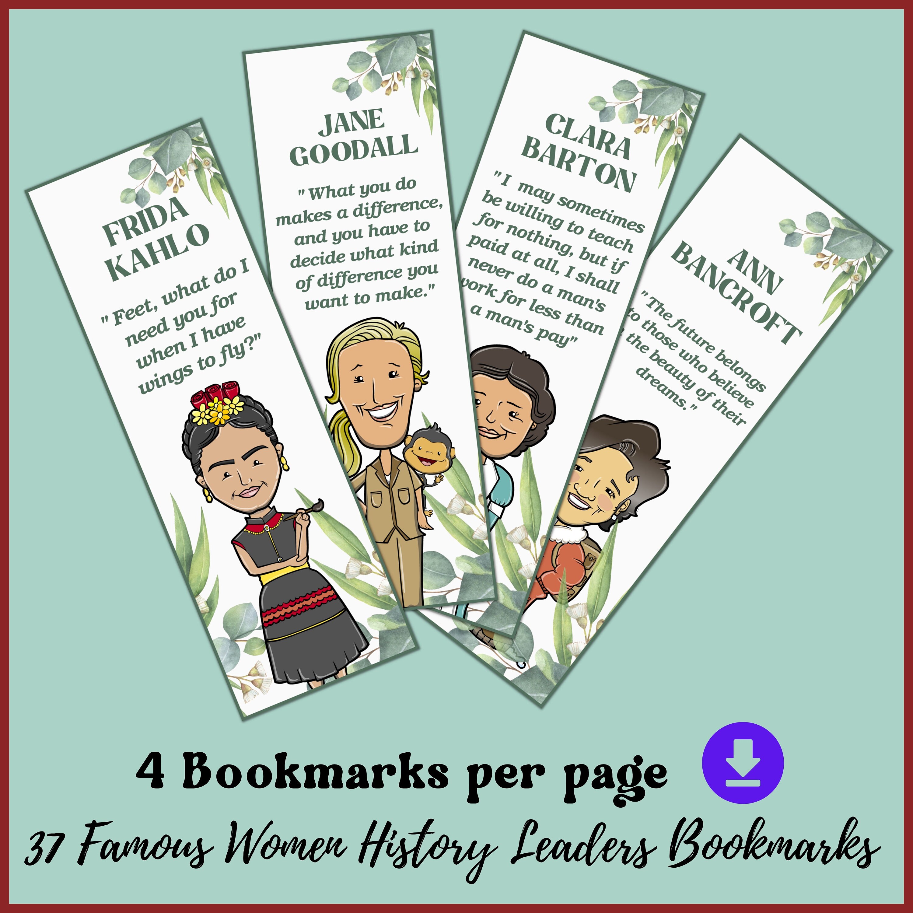 Printable Women's History Month Bookmarks Set | Famous Women in Histor ...