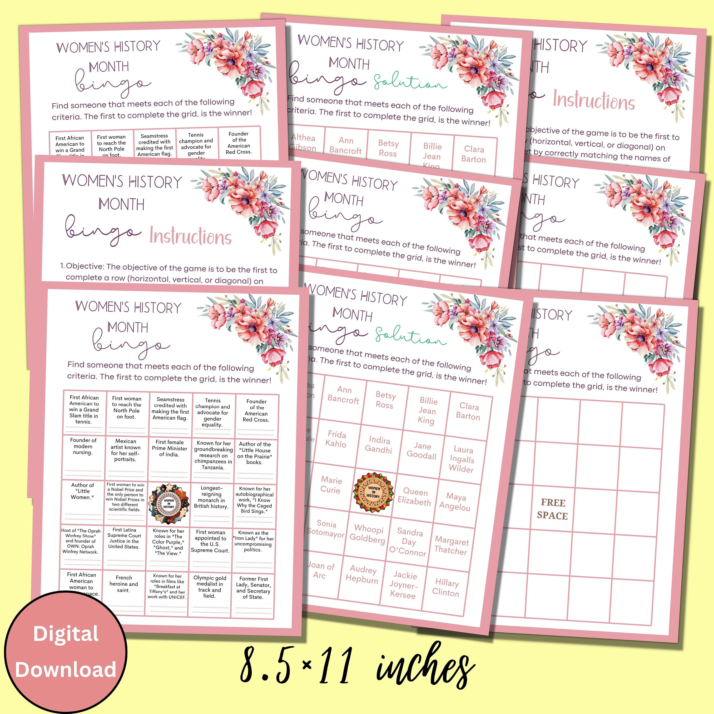 Printable Women's History Month Bingo Game Women Empowerment ...