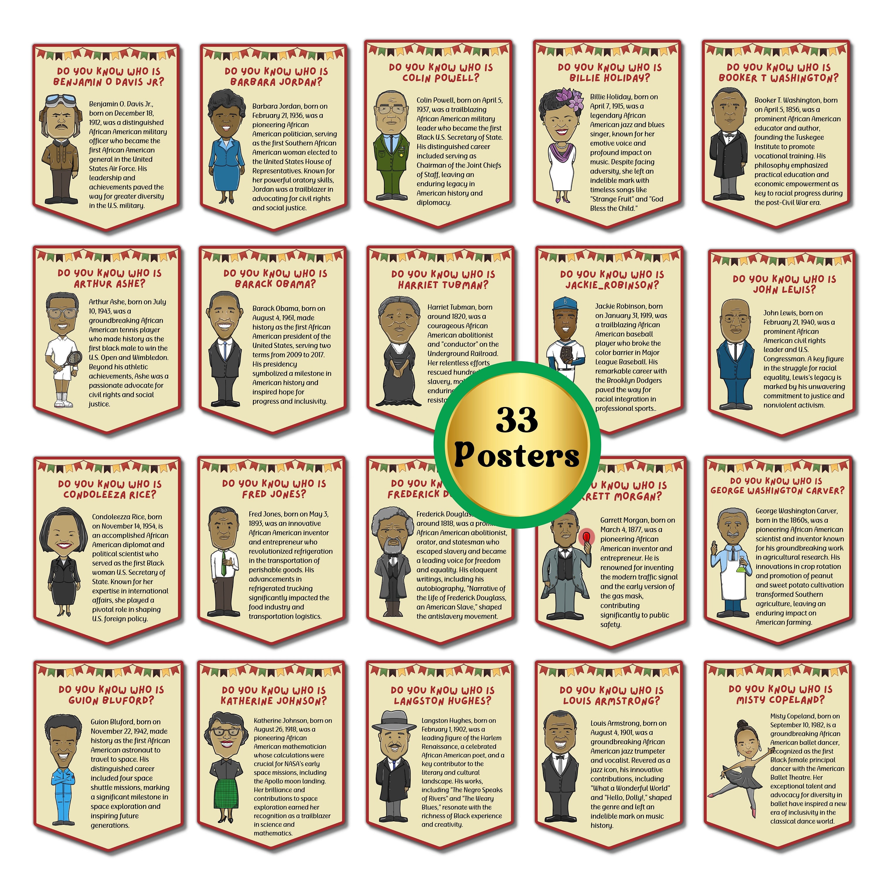 Black History Month Classroom Bulletin Board - 33 Iconic Figures ...