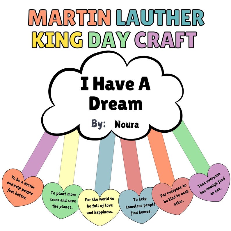 Martin Luther King Craft, Black History Month, MLK Day Activity for ...