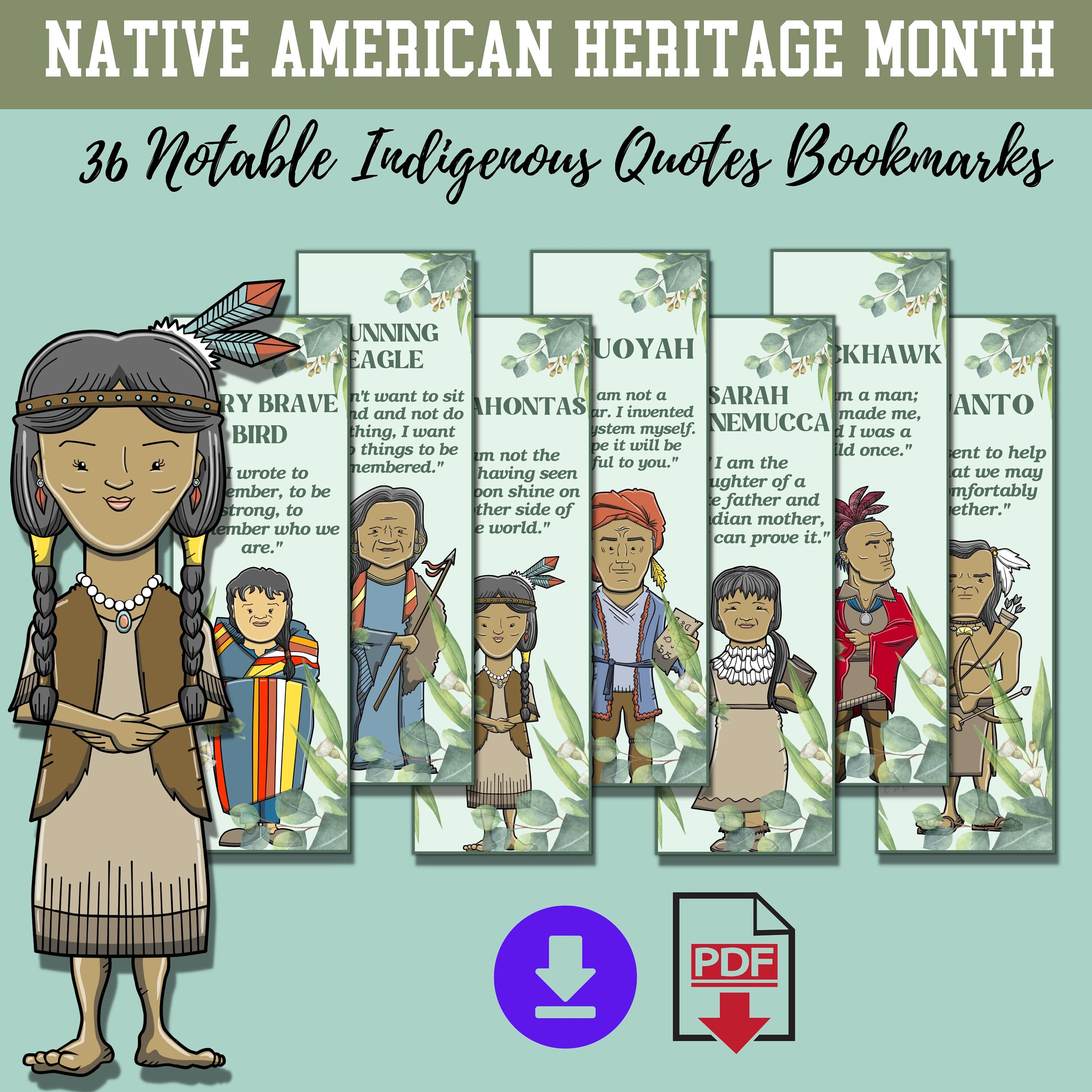 Native American Heritage Month Quotes Bookmarks - Native American ...