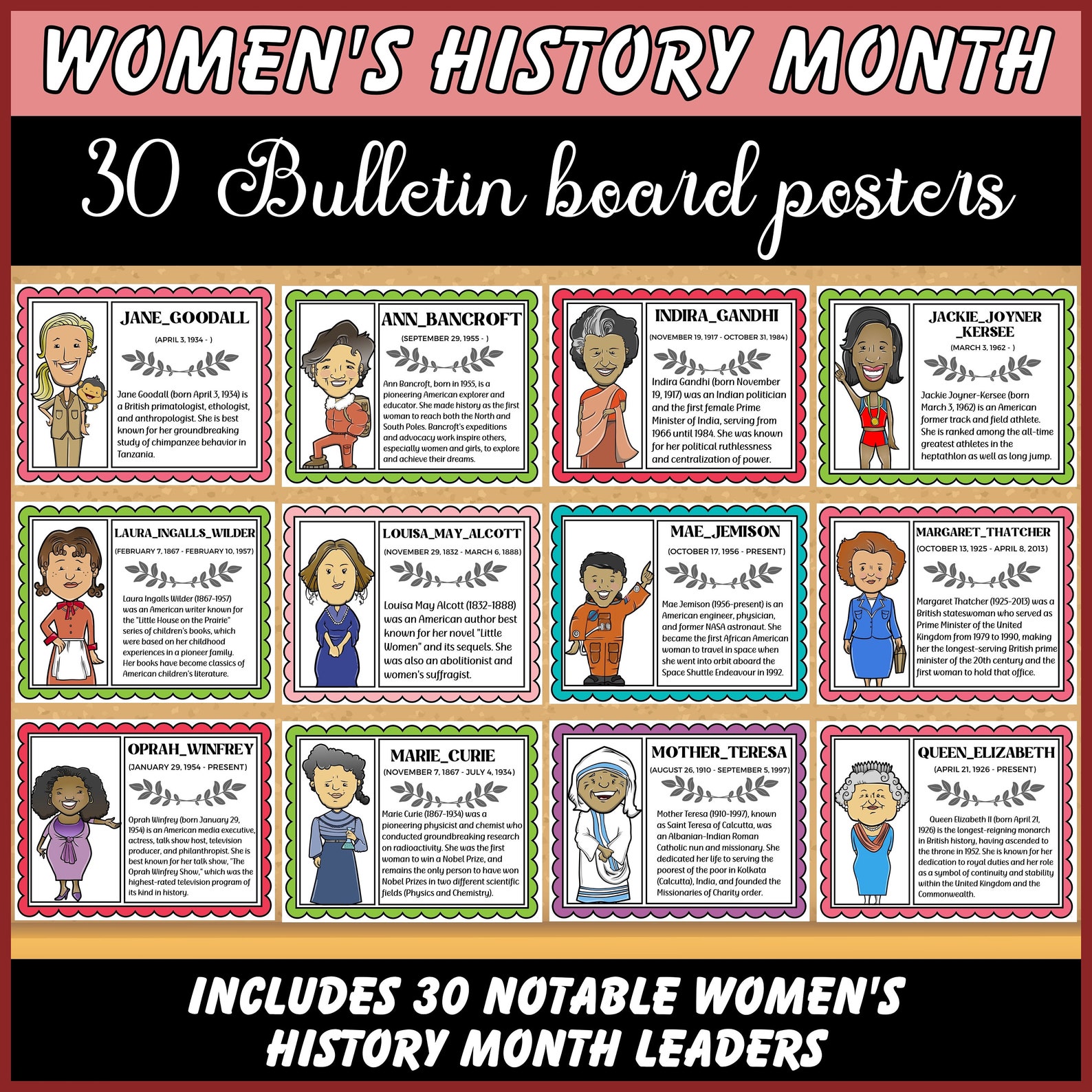 Printable Women's History Month Biography Bulletin Board | Famous Women ...