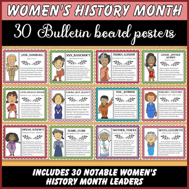 Printable Women's History Month Biography Bulletin Board | Famous Women ...