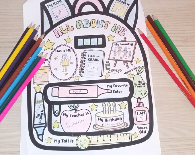 Back to School All About Me Foldable Backpack, First Week of School ...