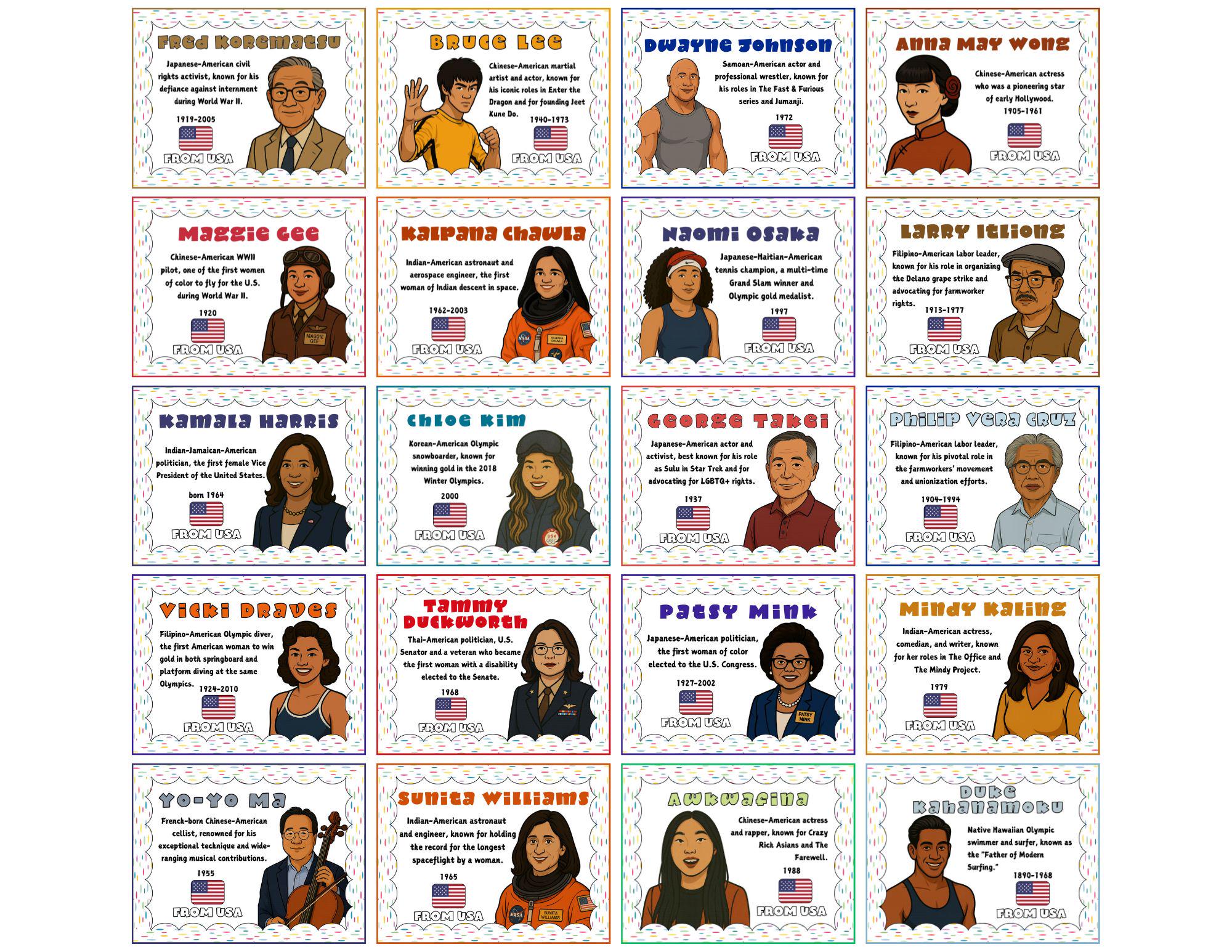 AAPI Heritage Month Bulletin Board Biography Posters - Inspirational ...