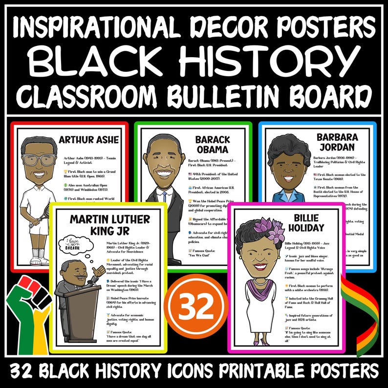 Black History Month Bulletin Board - Interactive Biography Posters - 32 ...