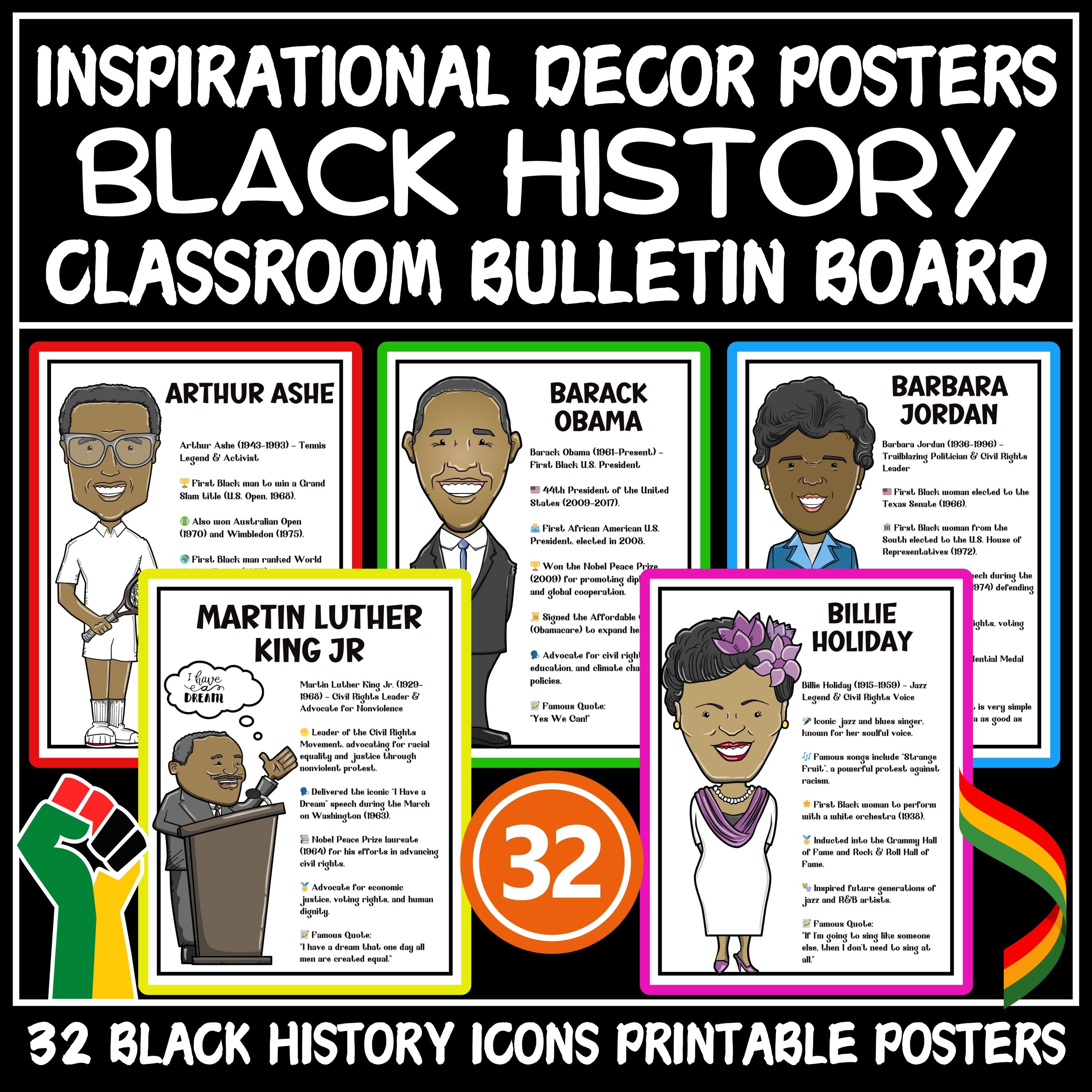 Black History Month Bulletin Board - Interactive Biography Posters - 32 ...