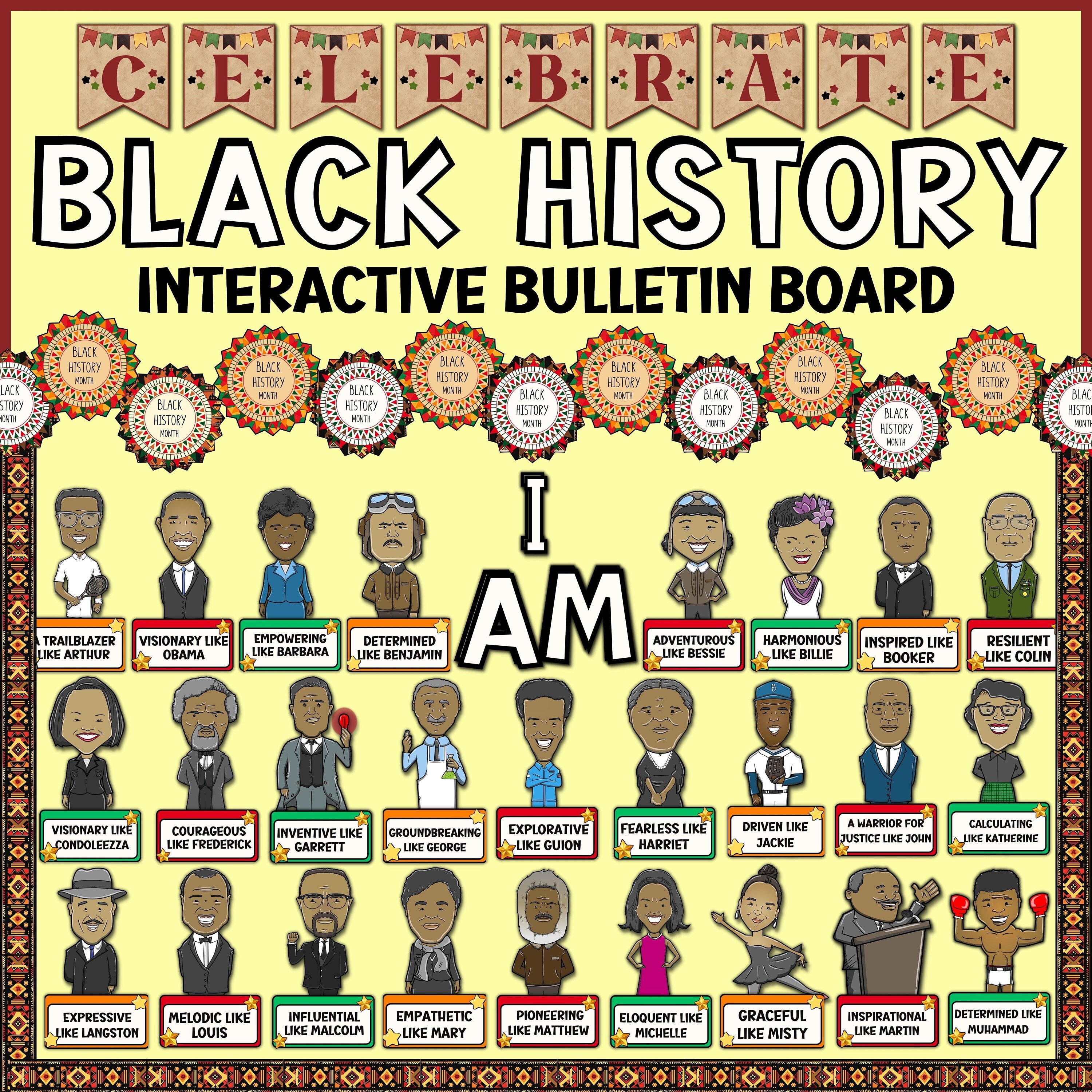 Black History Month I AM Bulletin Board Interactive Classroom Bulletin ...
