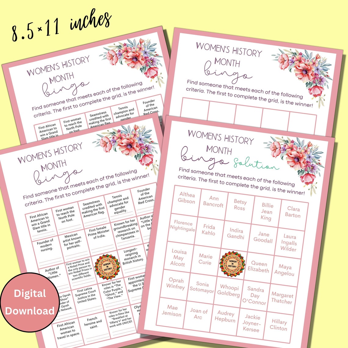 Printable Women's History Month Bingo Game Women Empowerment ...