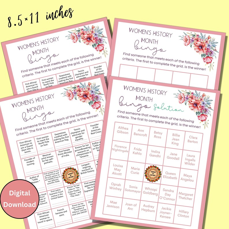 Printable Women's History Month Bingo Game | Women Empowerment ...