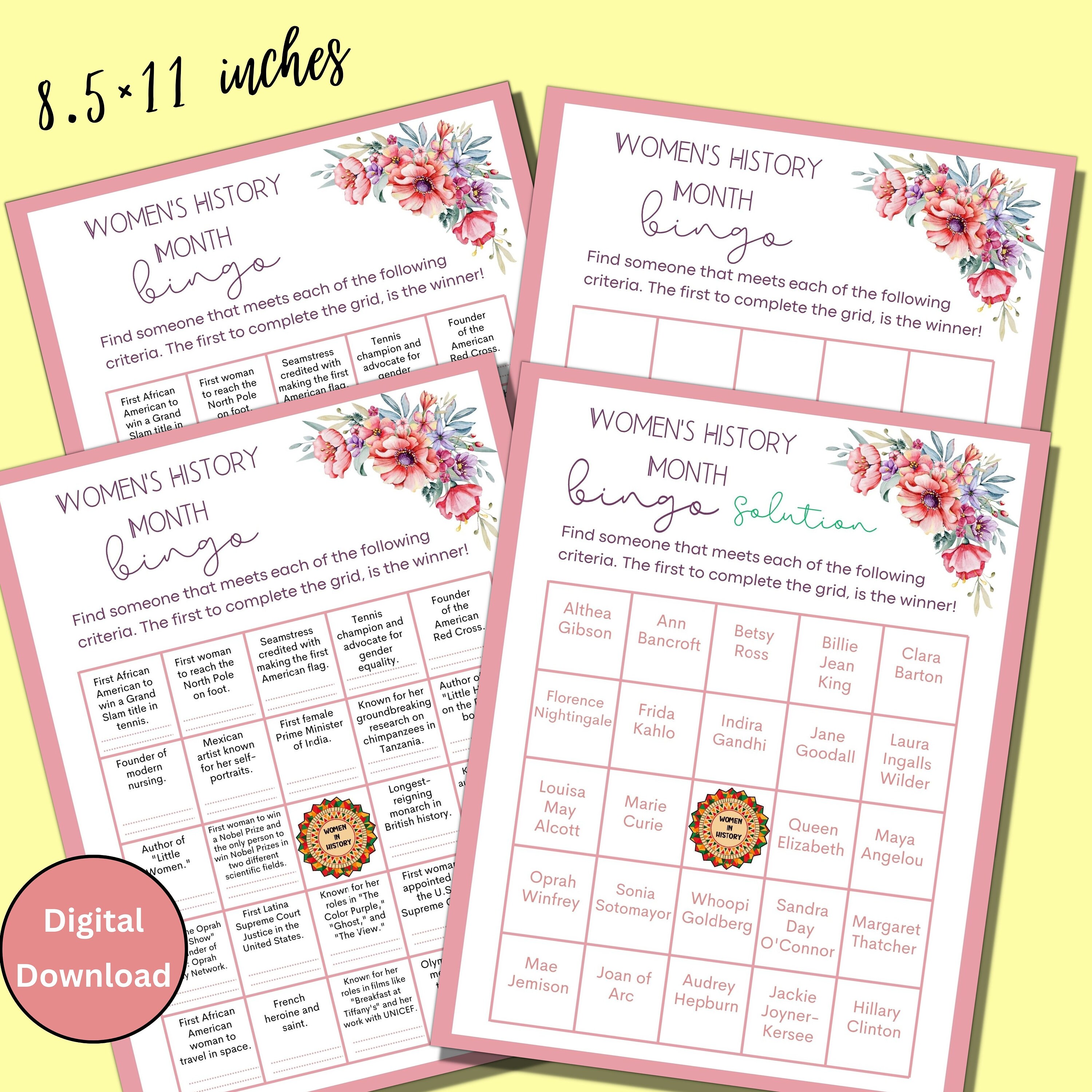 Printable Women's History Month Bingo Game | Women Empowerment ...