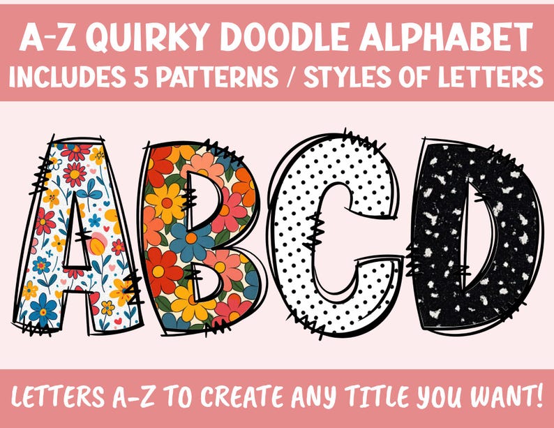 School Bulletin Board Alphabet Letters &numbers –doodle Alphabet Bundle ...