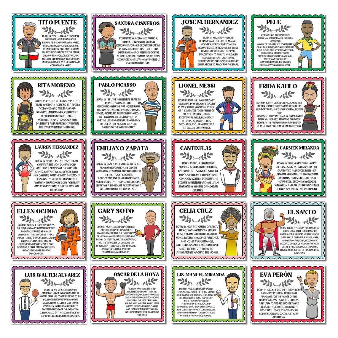 Hispanic Heritage Month Classroom Bulletin Board Set, 42 Iconic Figures ...