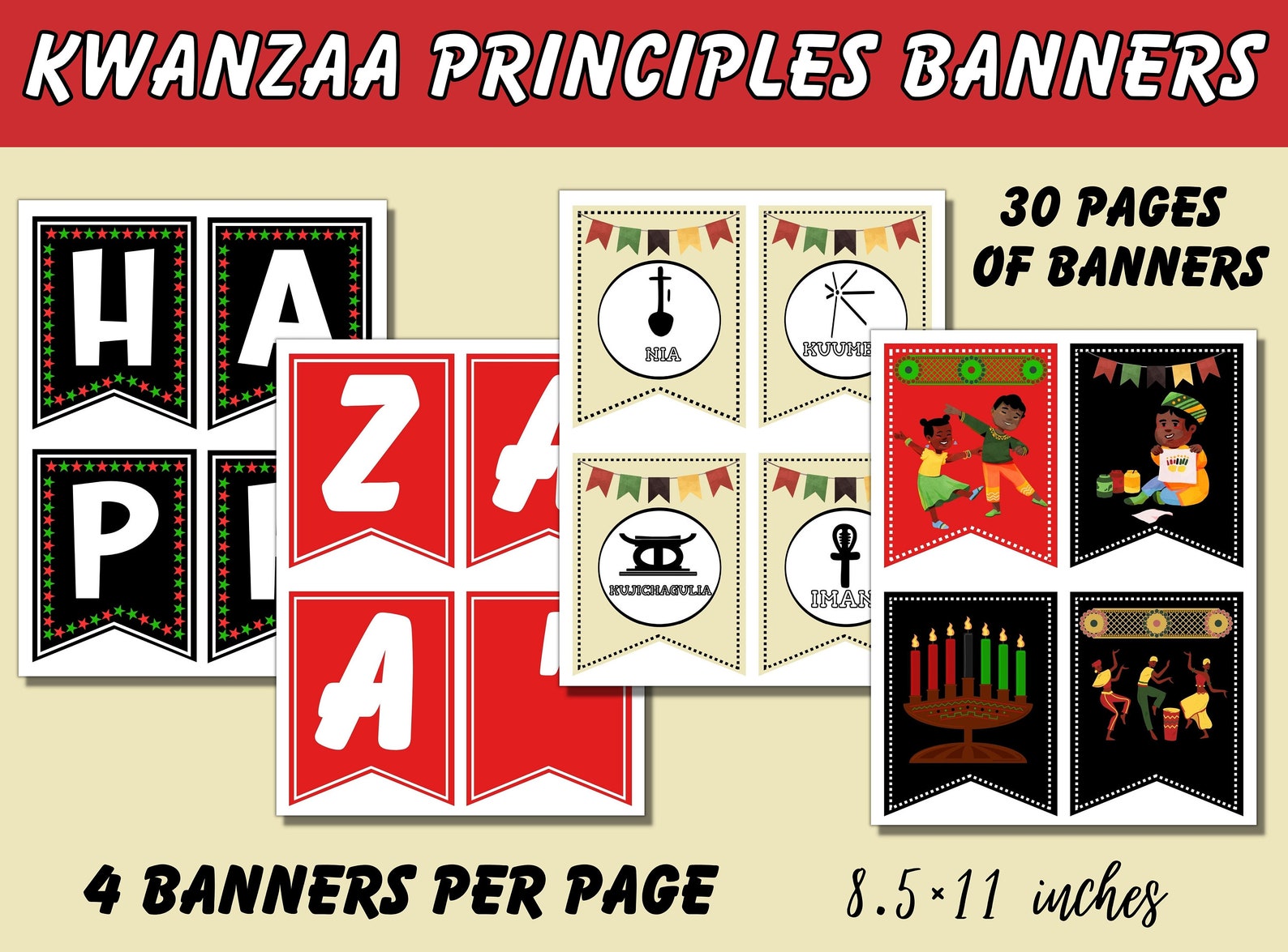 Kwaanza Principals Posters Set of 8 - the 7 Principles of Kwanzaa ...