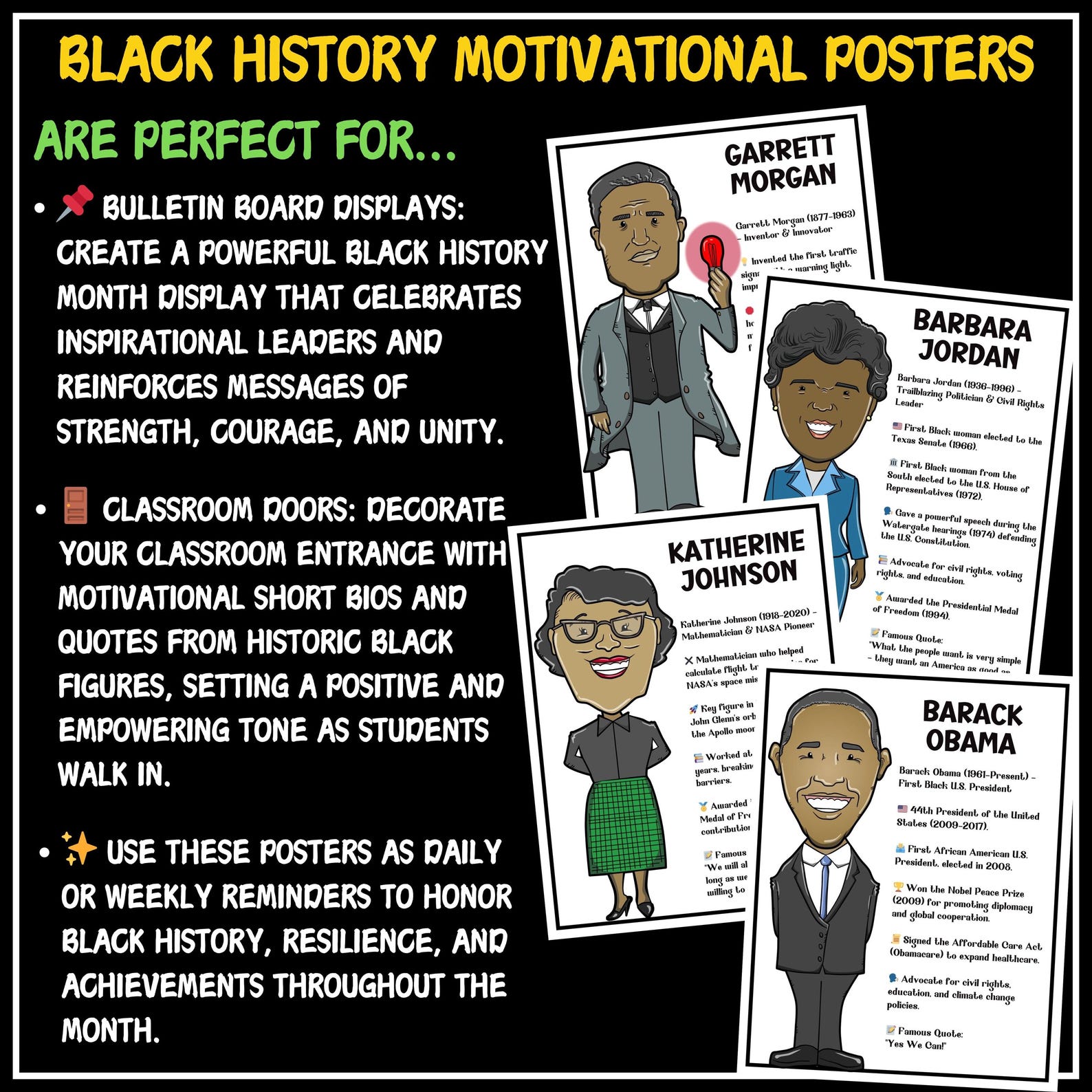 Black History Month Bulletin Board - Interactive Biography Posters - 32 ...