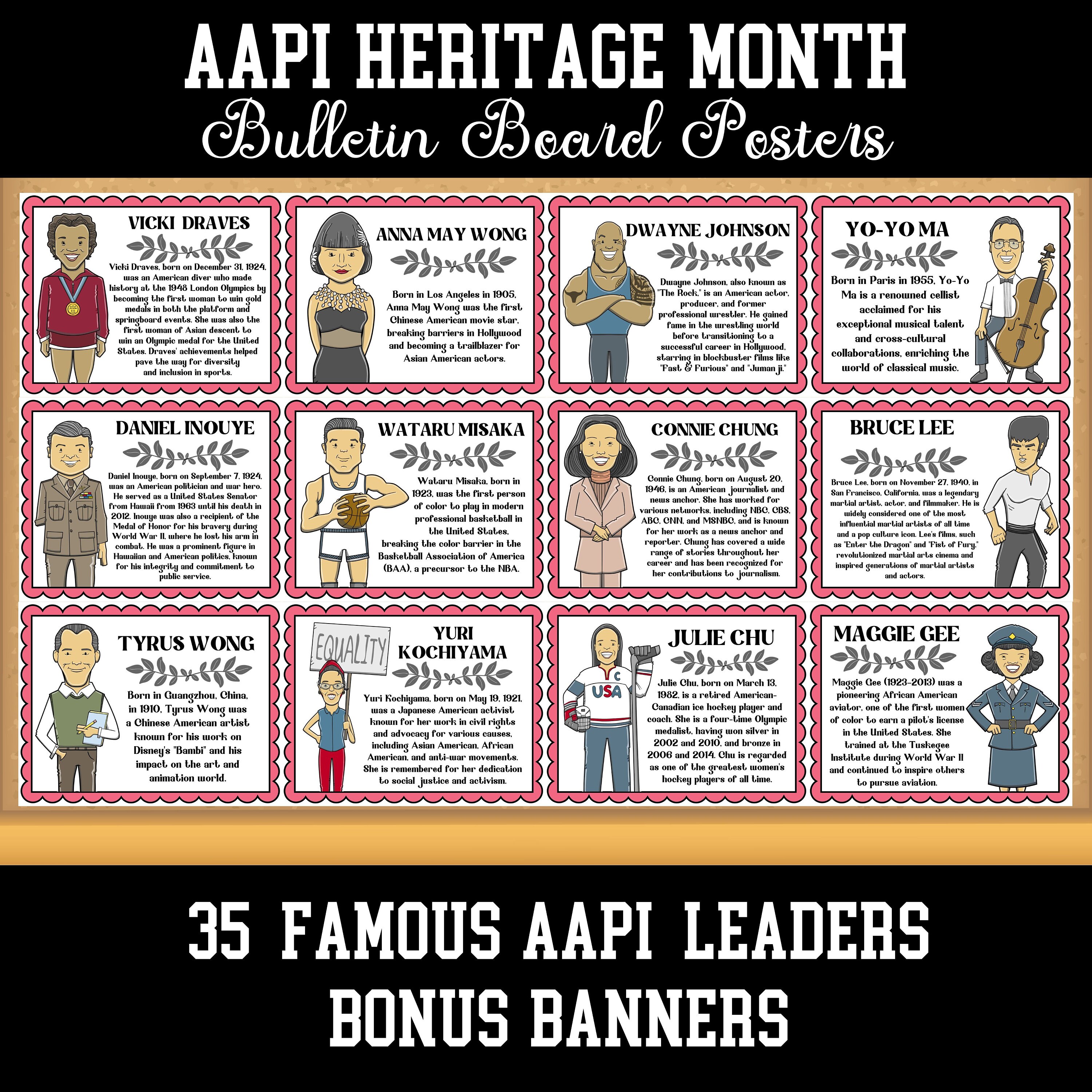 AAPI Heritage Month Printable Biography Posters - Inspiring Leaders for ...