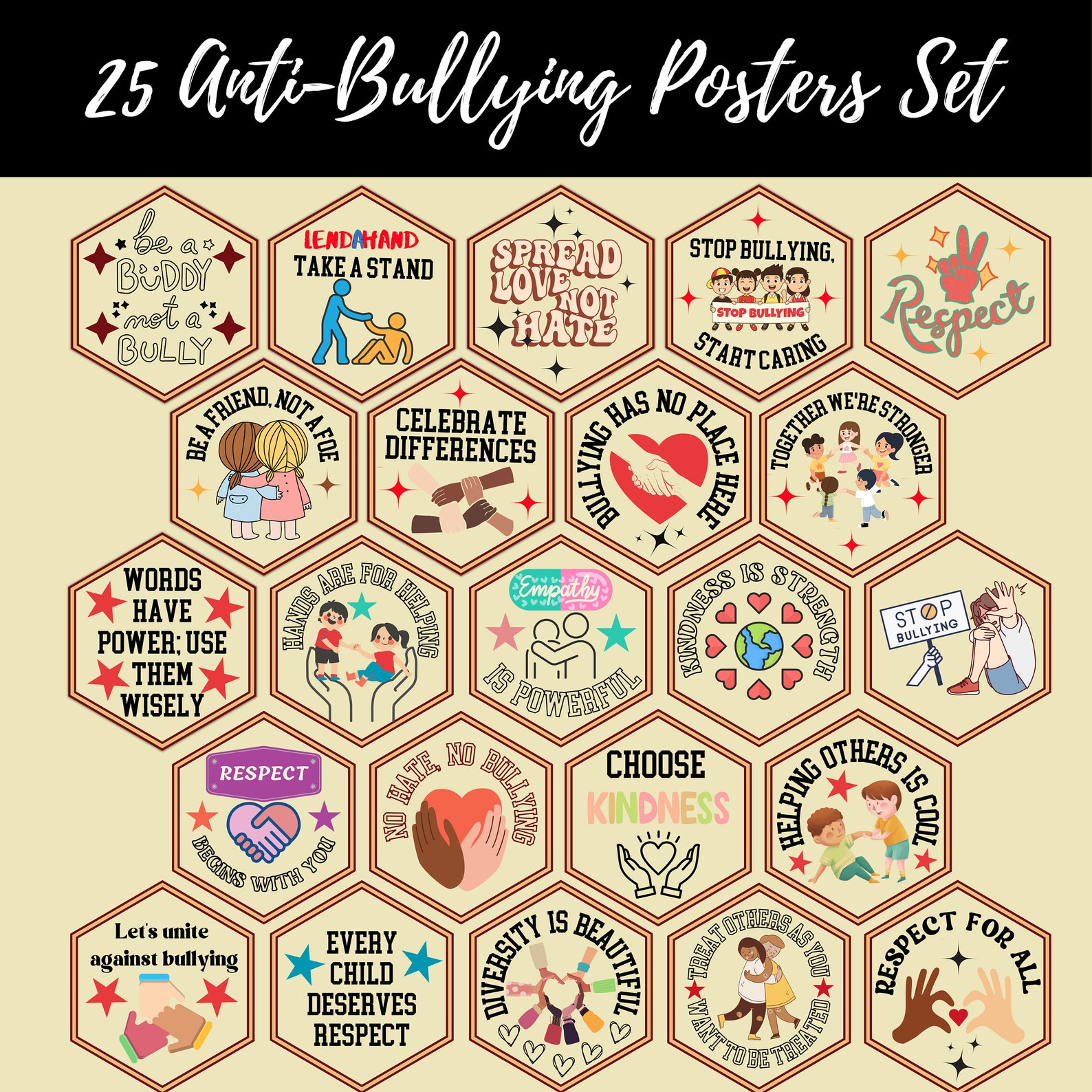 National Bullying Prevention Month Bulletin Board Set-25 Anti Bullying ...
