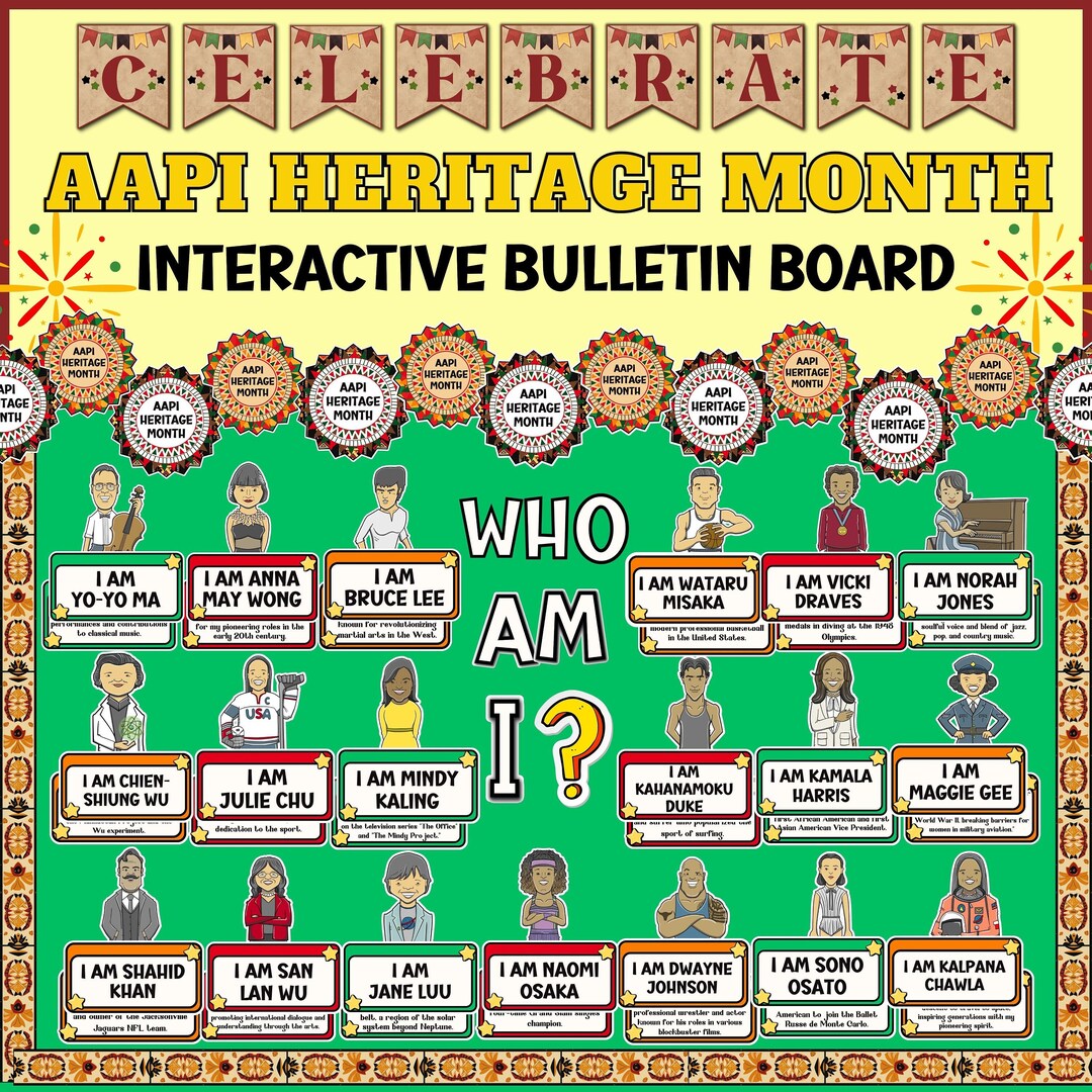 AAPI Heritage Month Who Am I Bulletin Board Posters - Inspirational ...