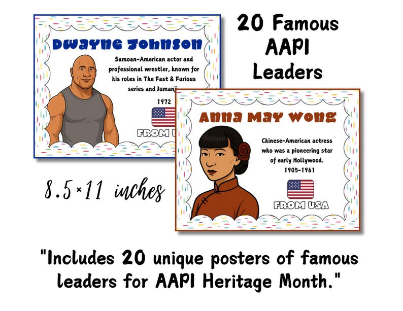 AAPI Heritage Month Bulletin Board Biography Posters - Inspirational ...