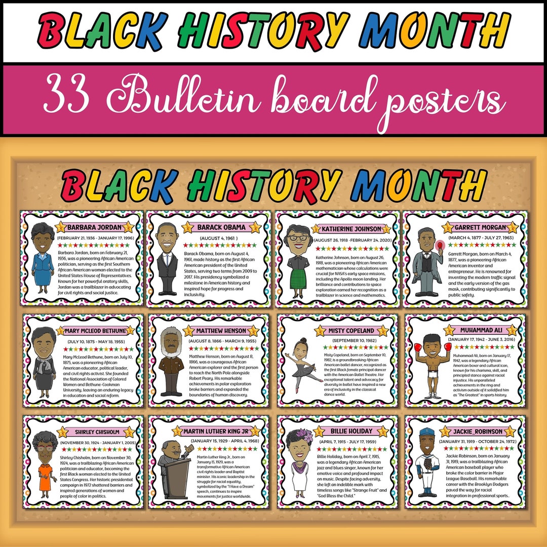 Black History Month Classroom Bulletin Board - 33 Iconic Figures ...