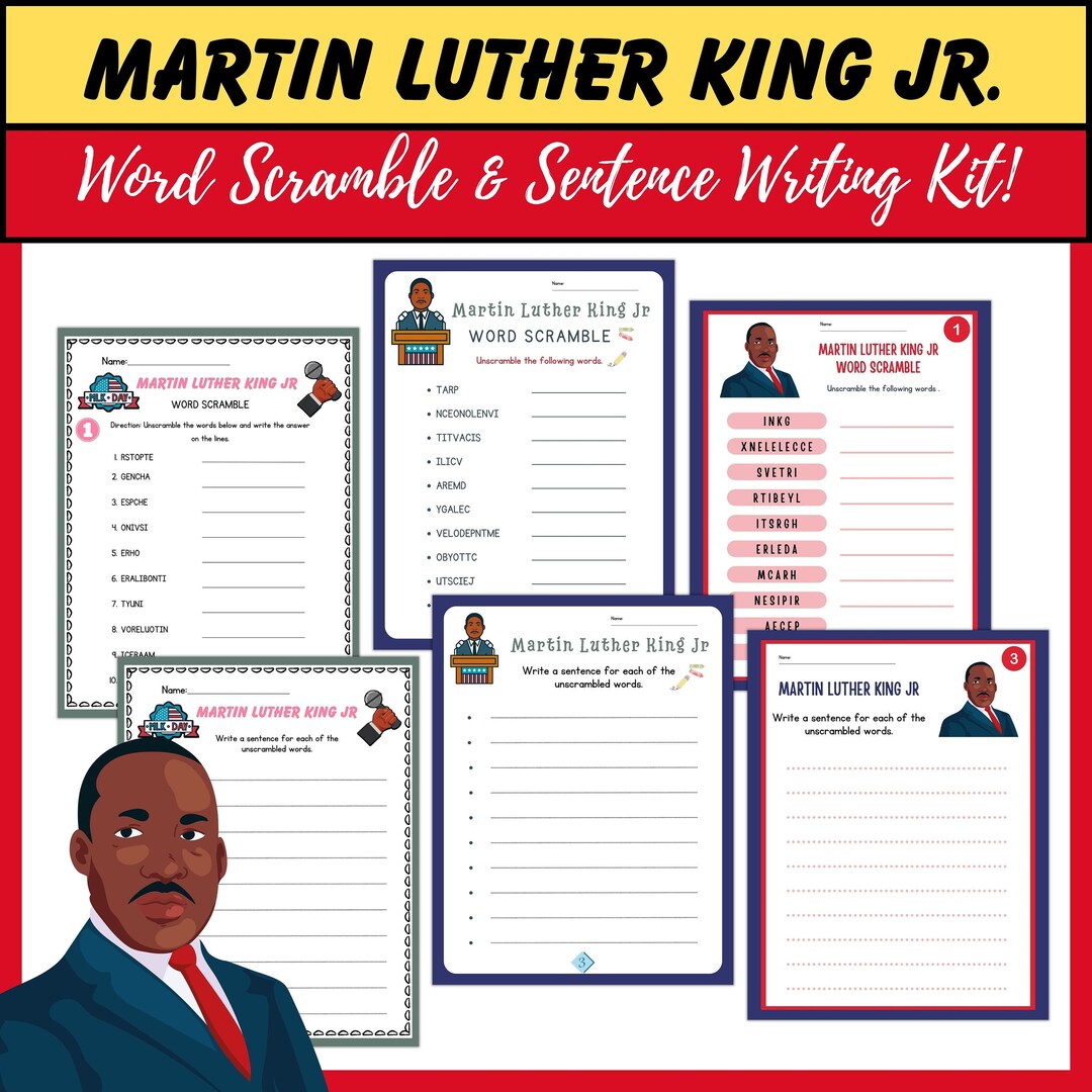 Martin Luther King Jr Word Scramble Martin Luther King Vocabulary MLK ...