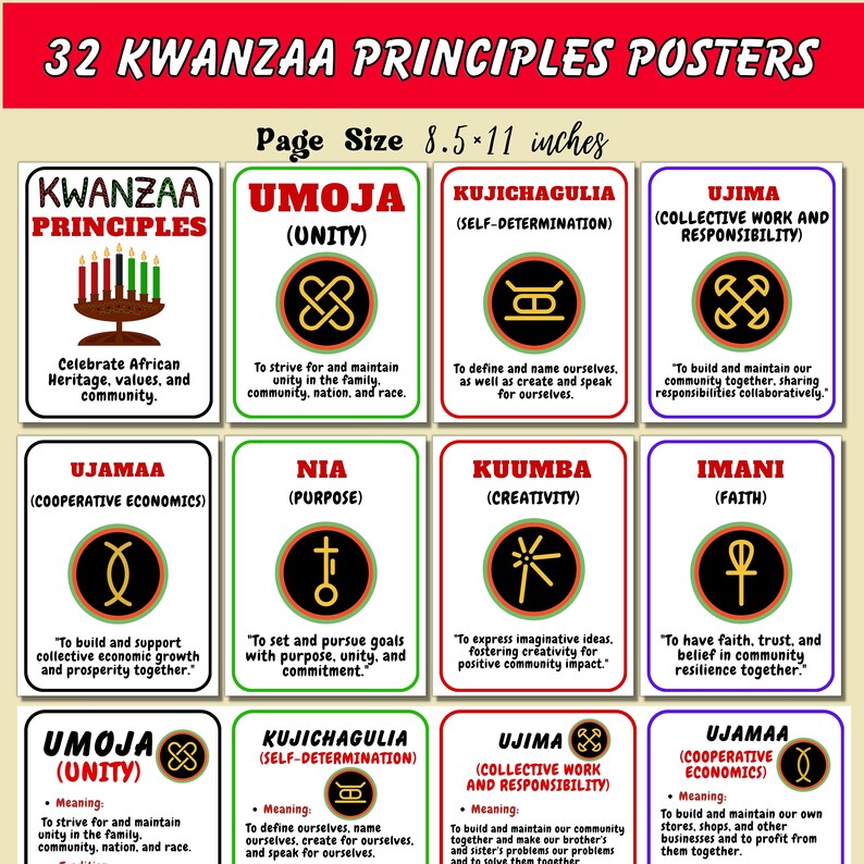 Kwanzaa Vocabulary Flashcards& Posters Set-kwanzaa Flashcards-kwanzaa ...
