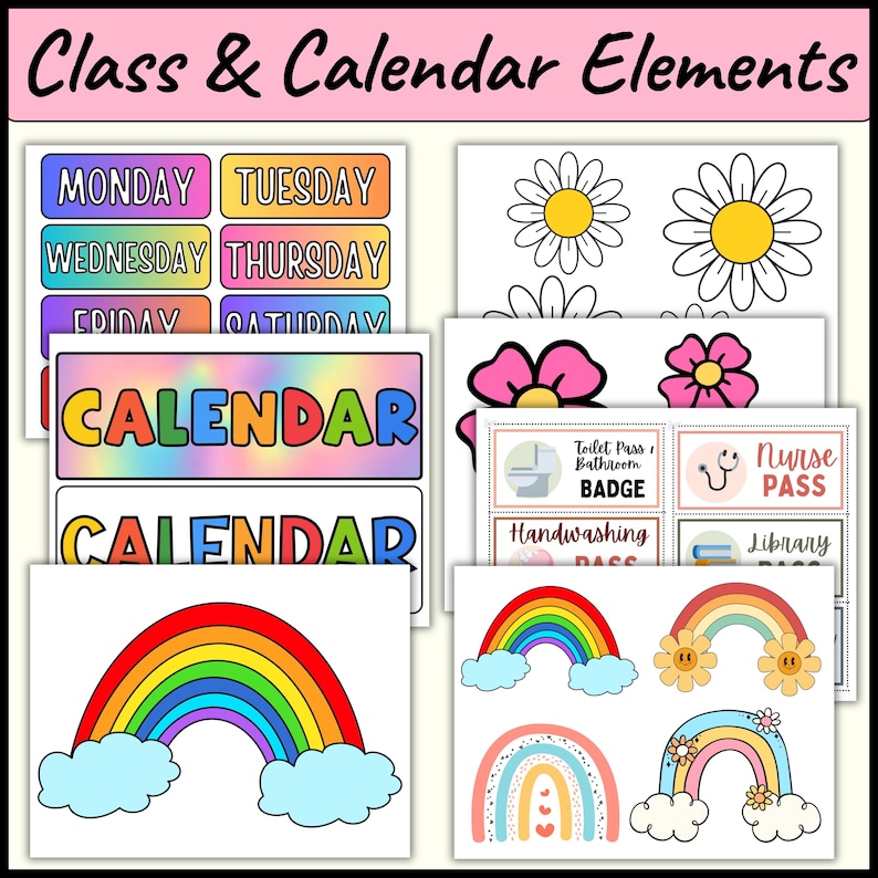 Printable Classroom Calendar Set | Full Year Bulletin Board Kit With ...