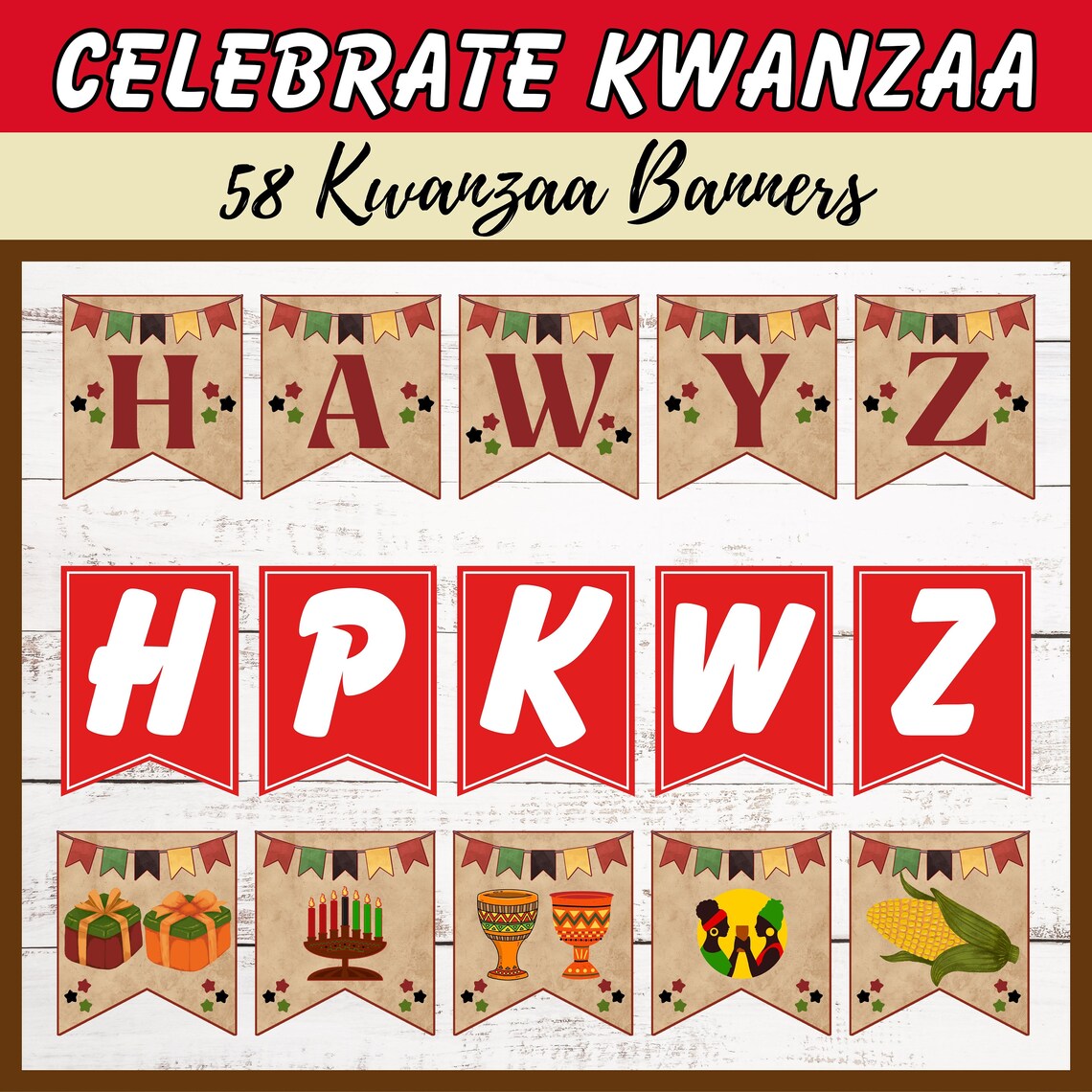 Happy Kwanzaa Printable Banner Bunting-celebrate Kwanzaa 58 Banner ...