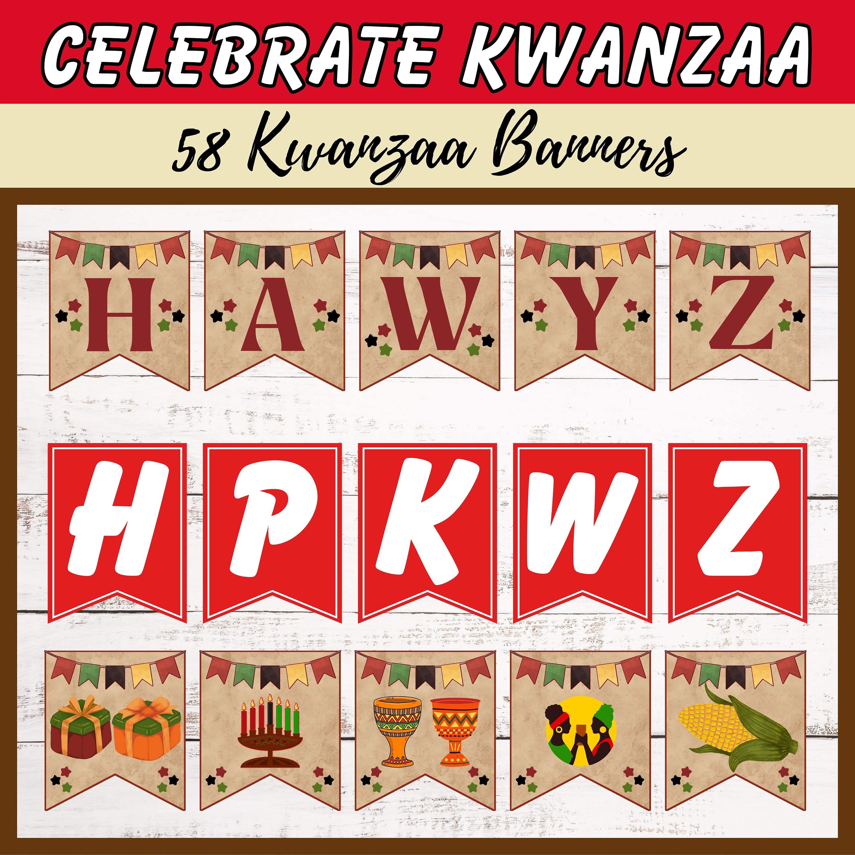 Happy Kwanzaa Printable Banner Bunting-celebrate Kwanzaa 58 Banner ...