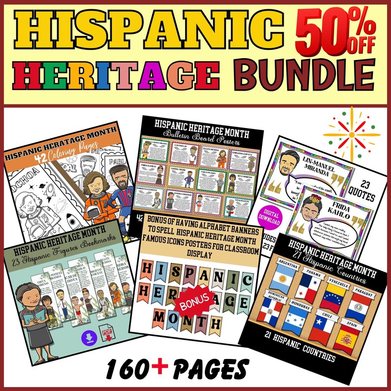 Hispanic Heritage Month Bundle,classroom Bulletin Board,iconic Figure ...