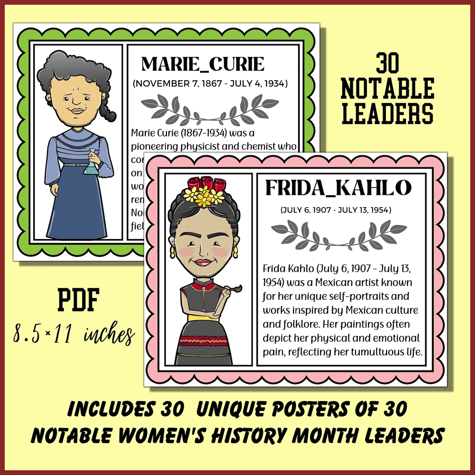 Printable Women's History Month Biography Bulletin Board | Famous Women ...