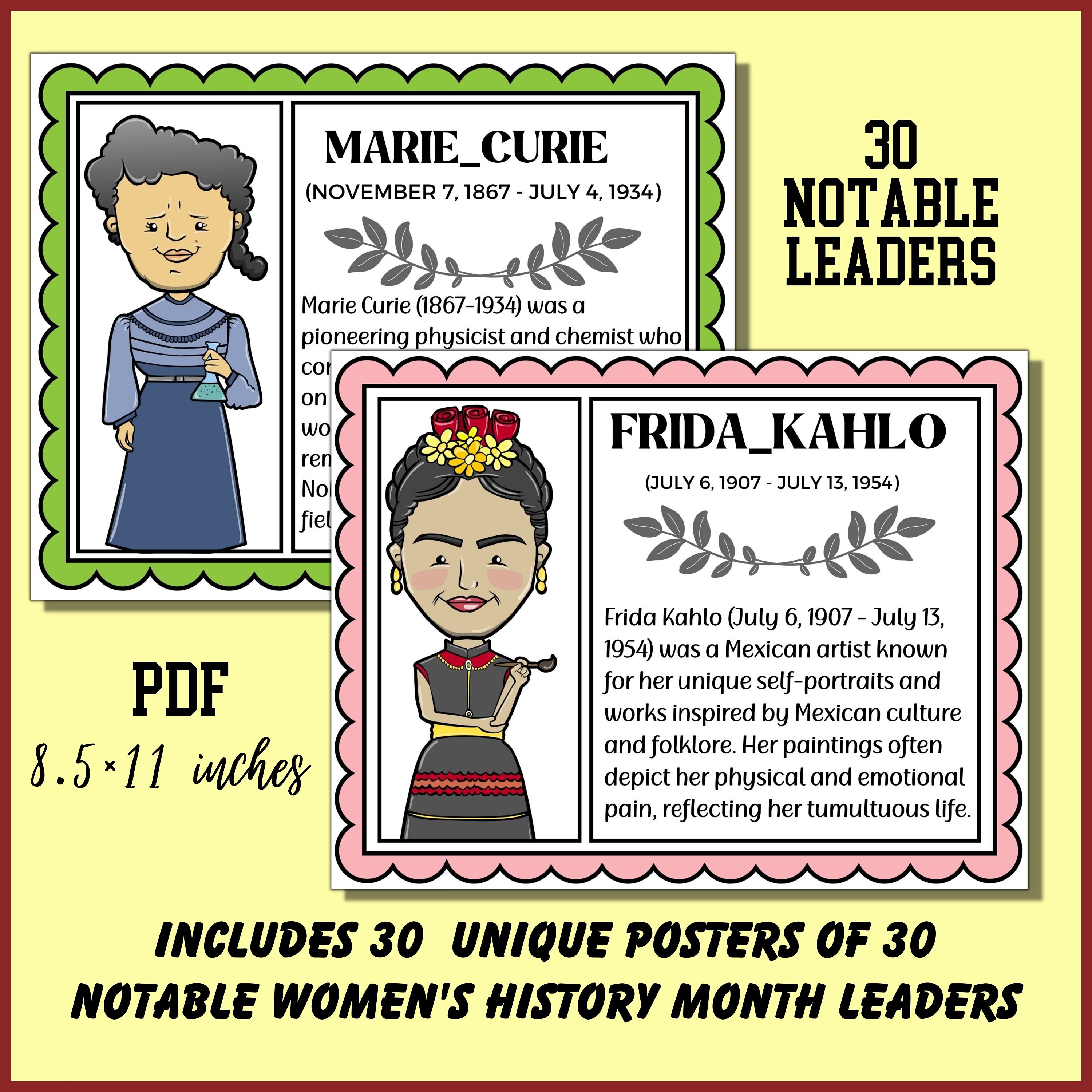 Printable Women's History Month Biography Bulletin Board Famous Women ...