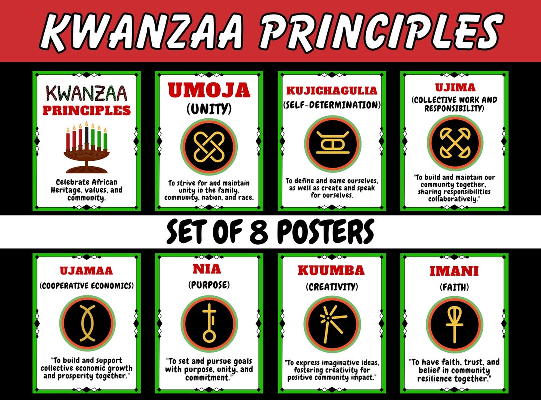 Kwaanza Principals Posters Set of 8 the 7 Principles of Kwanzaa ...
