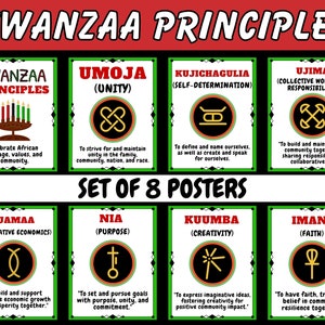 Kwaanza Principals Posters Set of 8 - the 7 Principles of Kwanzaa ...