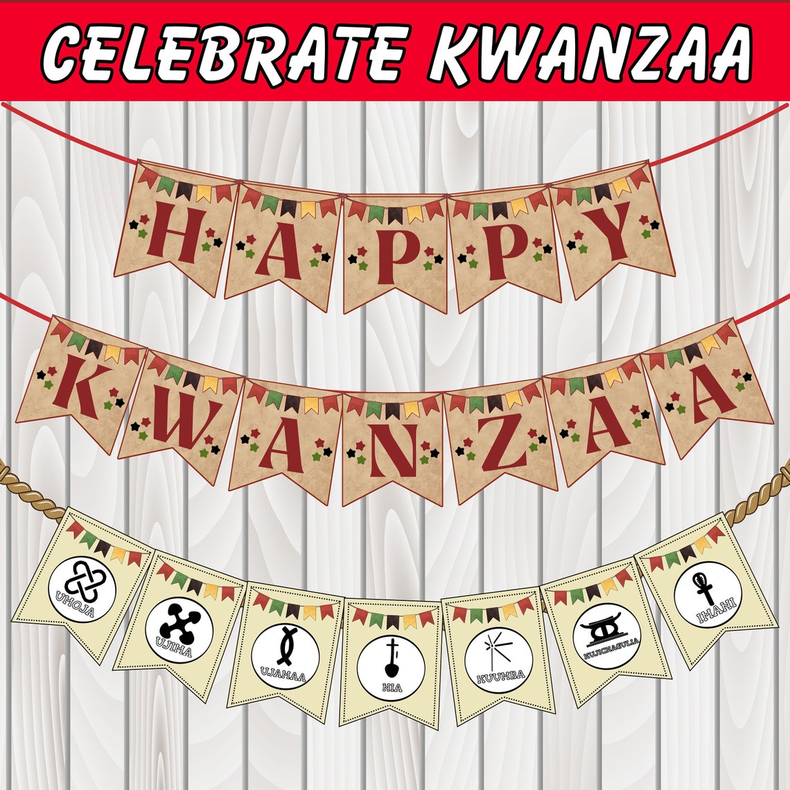 Happy Kwanzaa Printable Banner Bunting-celebrate Kwanzaa 58 Banner ...