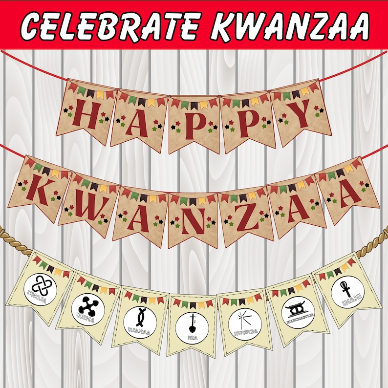 Happy Kwanzaa Printable Banner Bunting-celebrate Kwanzaa 58 Banner ...