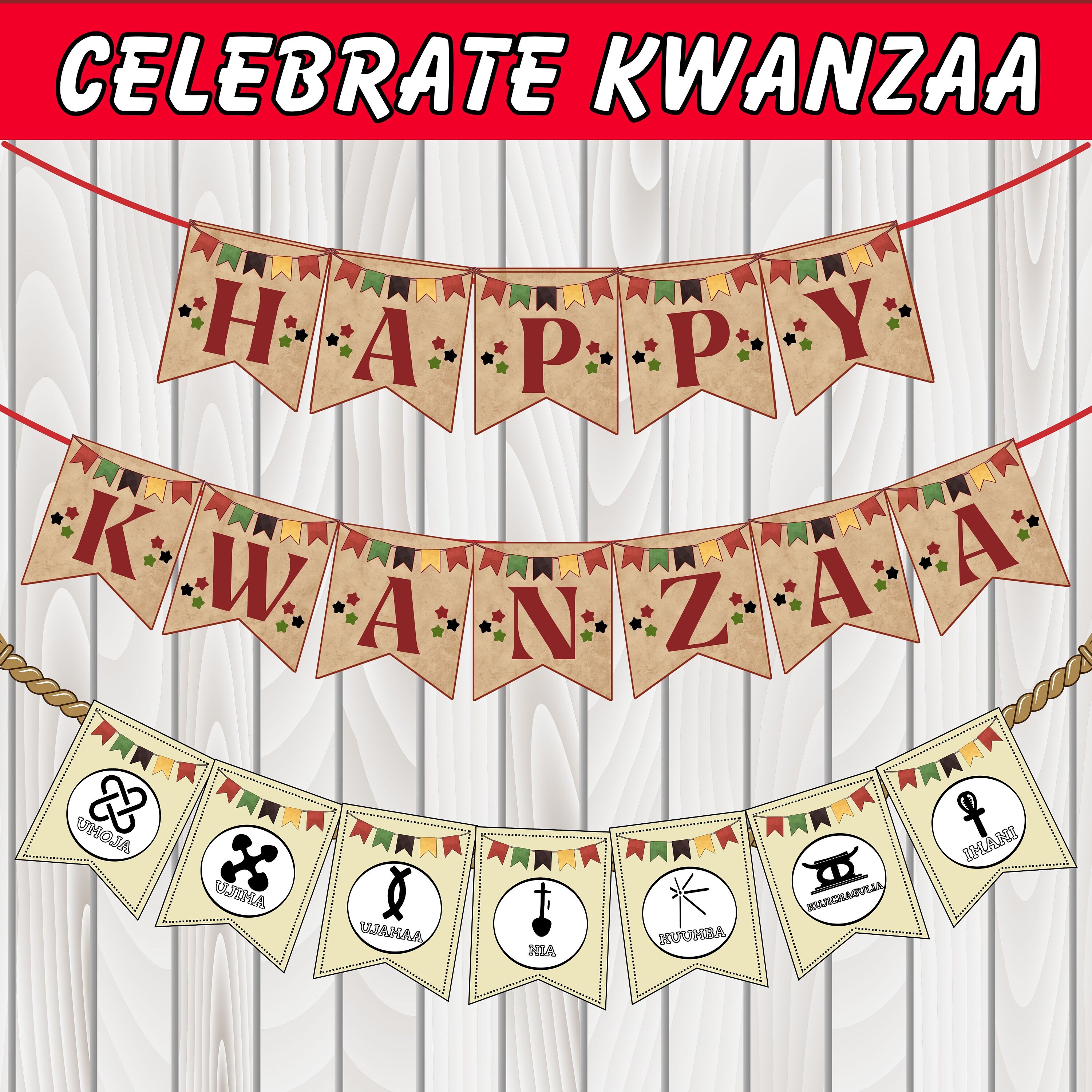 Happy Kwanzaa Printable Banner Bunting-celebrate Kwanzaa 58 Banner ...