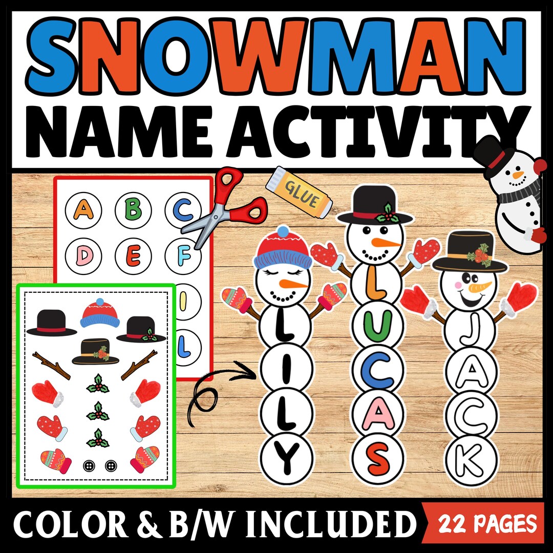 Snowman Name Craft Activity | Winter Bulletin Board Craft Activity ...