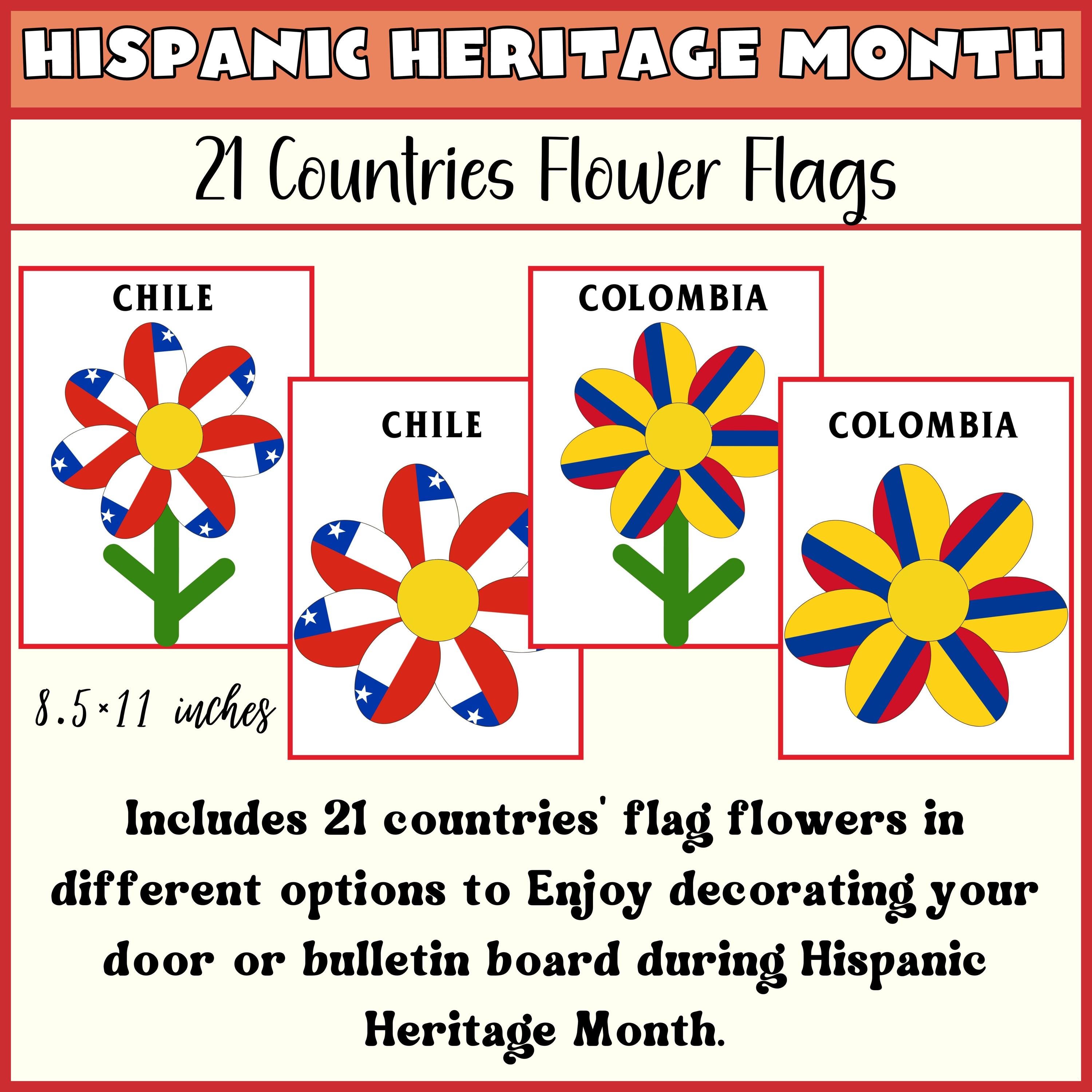 Hispanic Heritage Month Flag Flowers | Bulletin Board | Hispanic ...