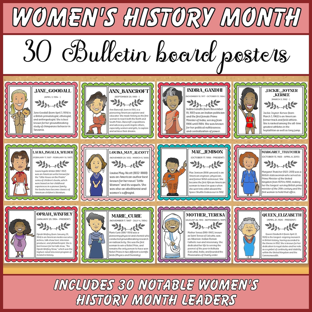 Printable Women's History Month Biography Bulletin Board | Famous Women ...