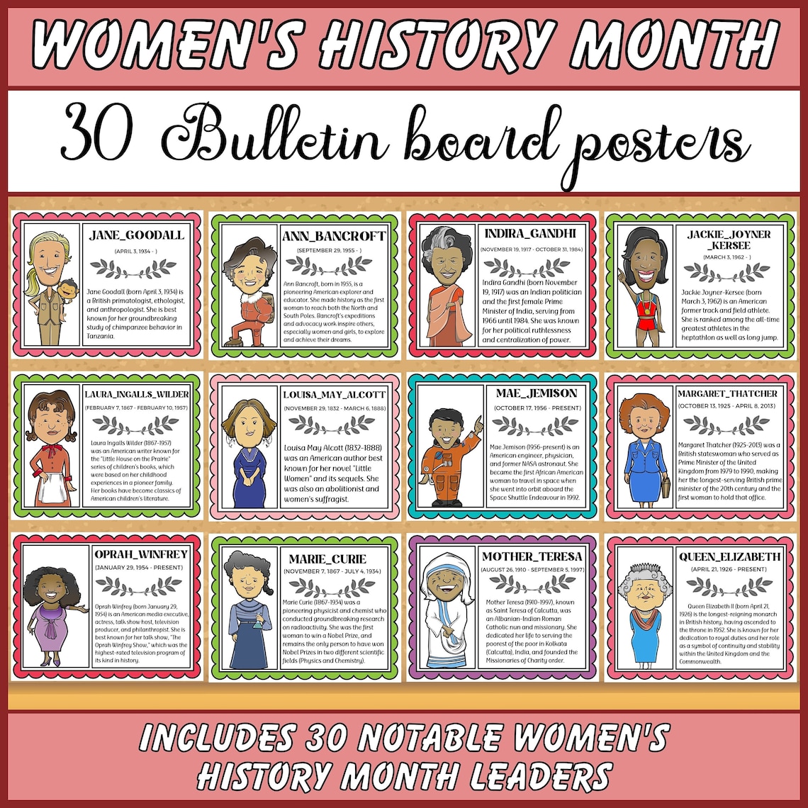 Printable Women's History Month Biography Bulletin Board | Famous Women ...