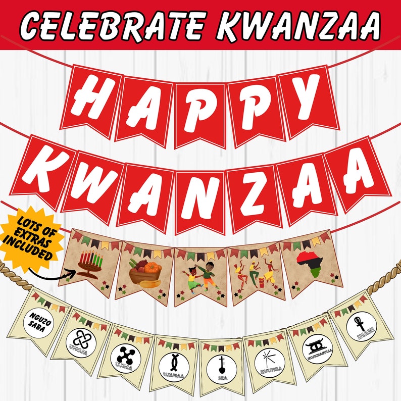 Happy Kwanzaa Printable Banner Bunting-celebrate Kwanzaa 58 Banner ...
