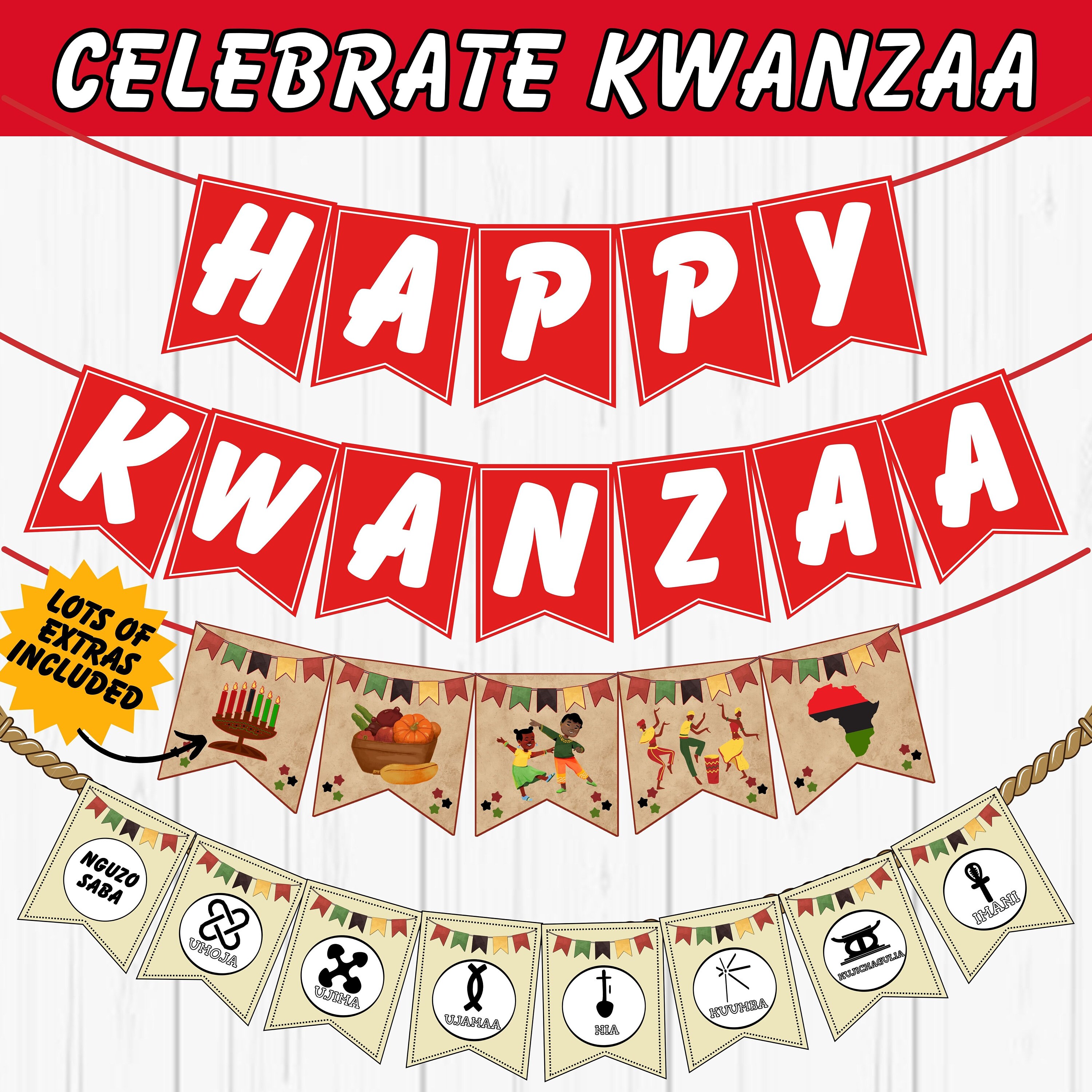 Happy Kwanzaa Printable Banner Bunting-celebrate Kwanzaa 58 Banner ...