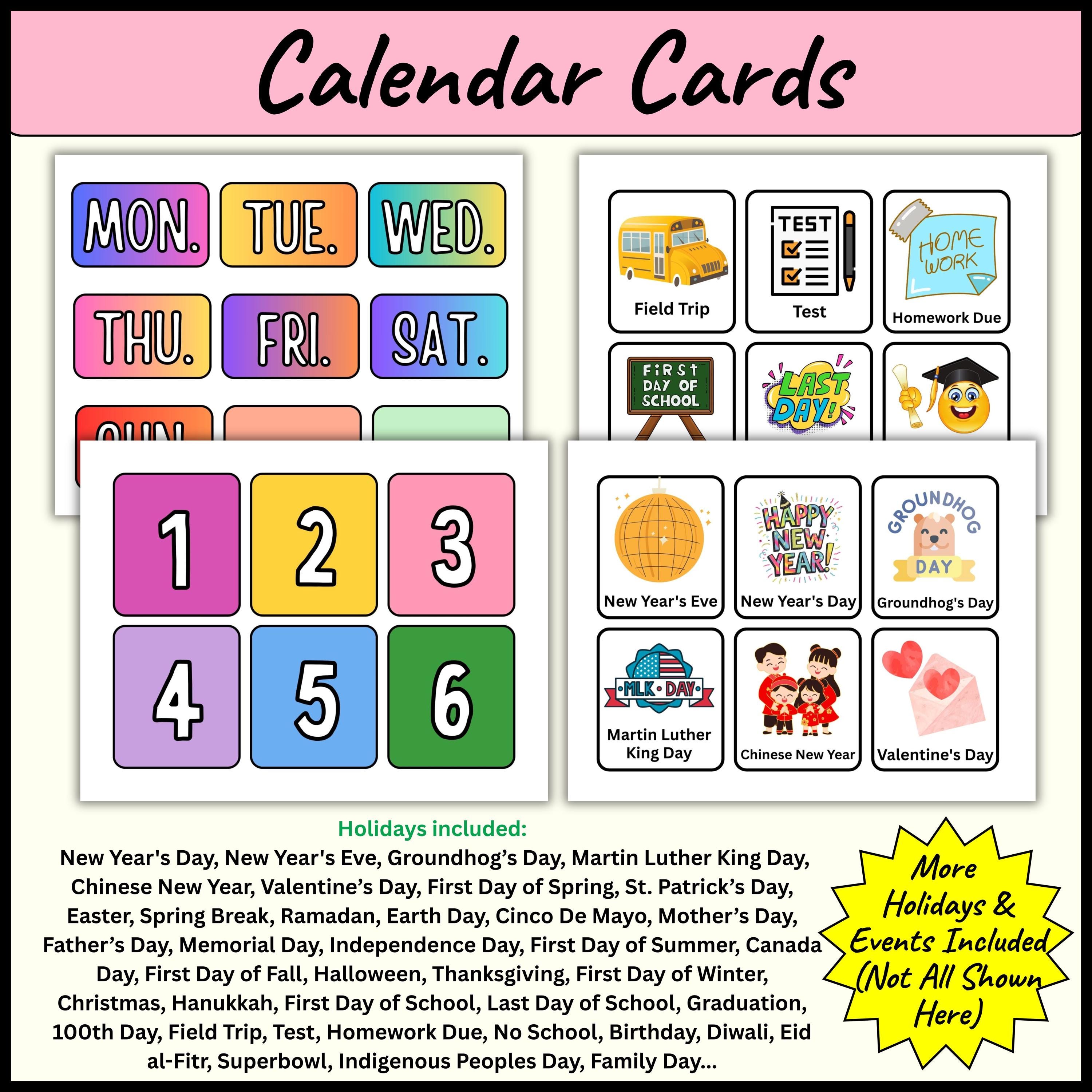 Printable Classroom Calendar Set | Full Year Bulletin Board Kit With ...